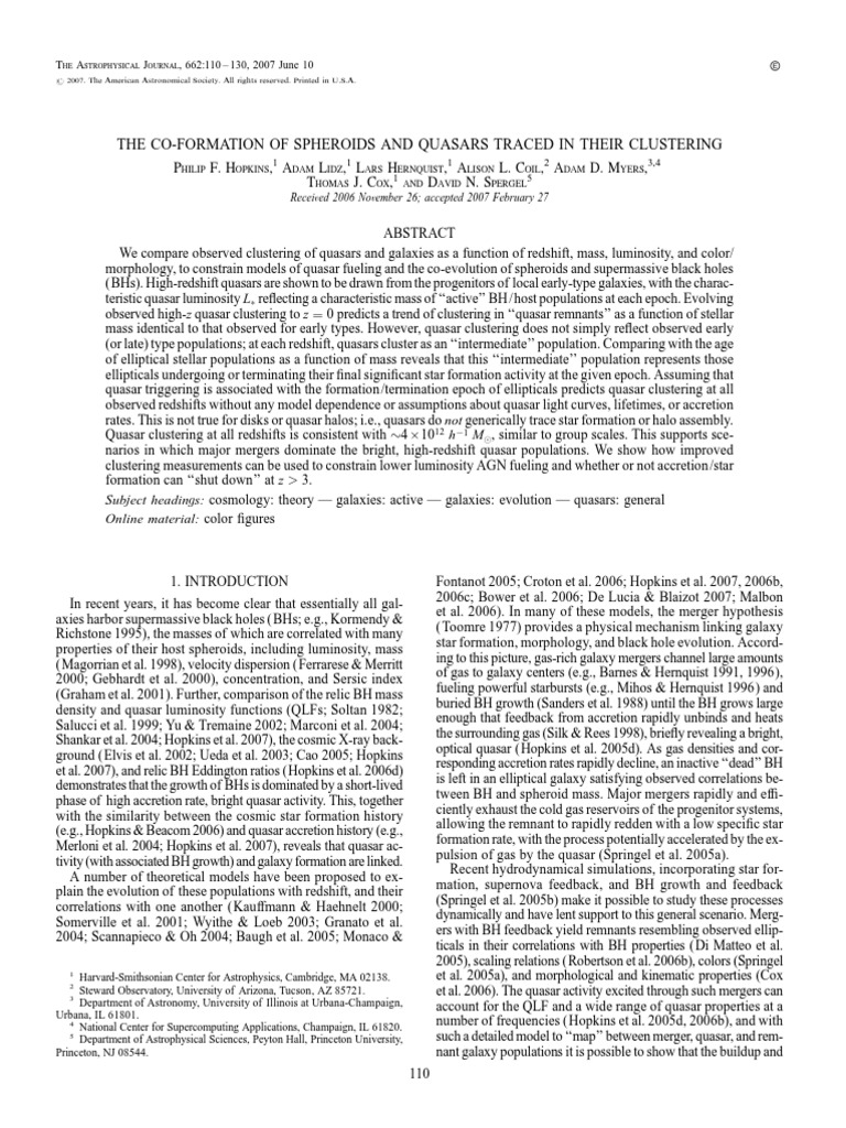 Philip F. Hopkins Et Al - The Co-Formation of Spheroids and Quasars ...