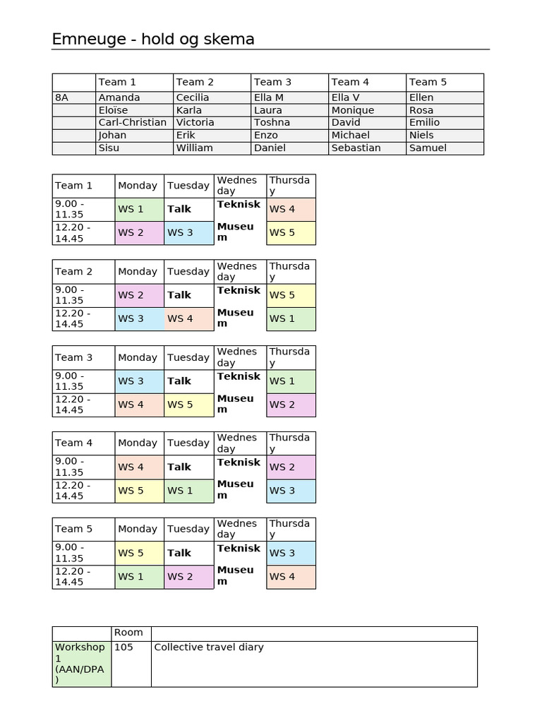 Emneuge - Hold Og Skema | PDF