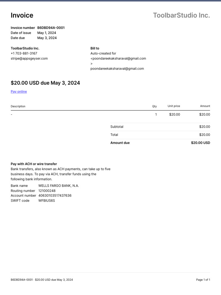 Invoice B6DBD94A 0001 | PDF