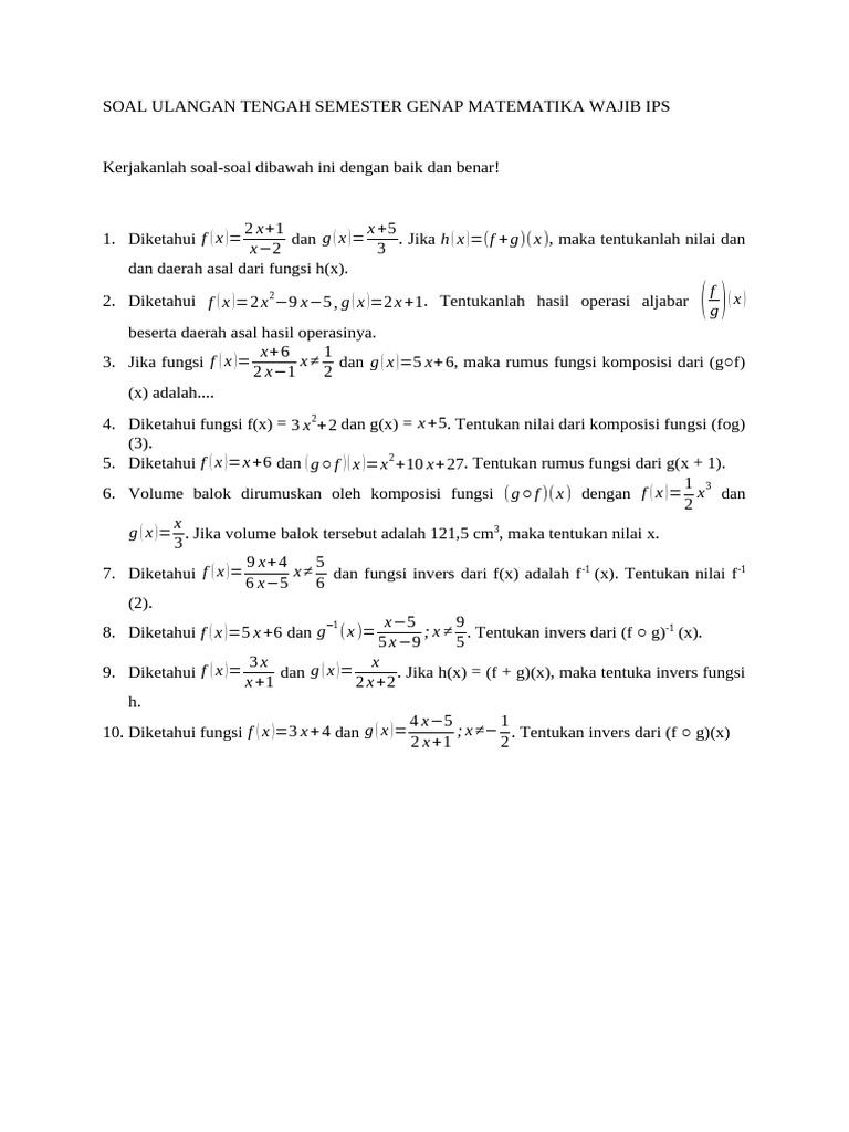 Soal Uts MTK Ips KLS X | PDF