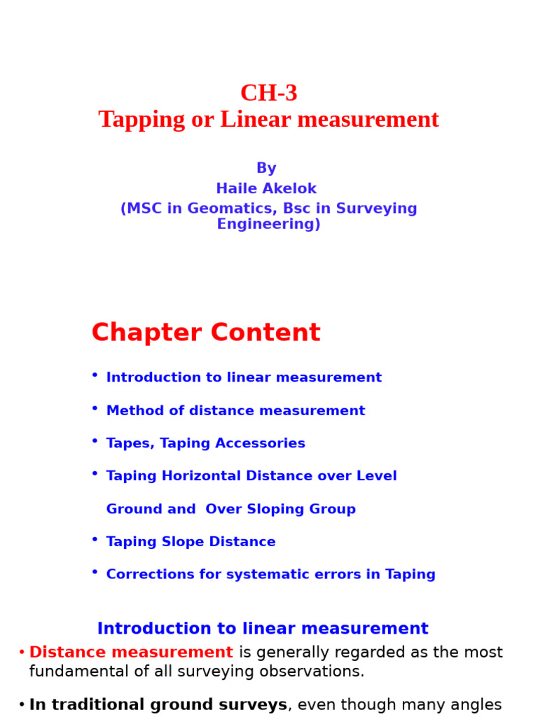 CH-3 Tapping | PDF | Surveying | Measurement