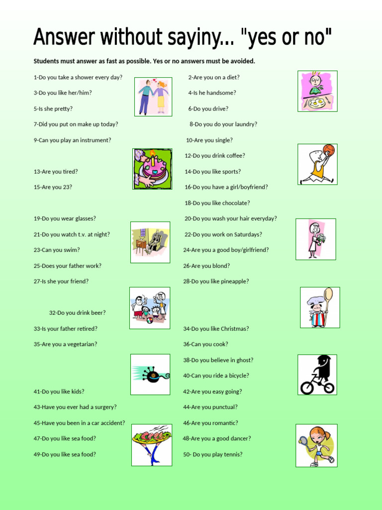 Fast Yes/No Questions for Students | PDF