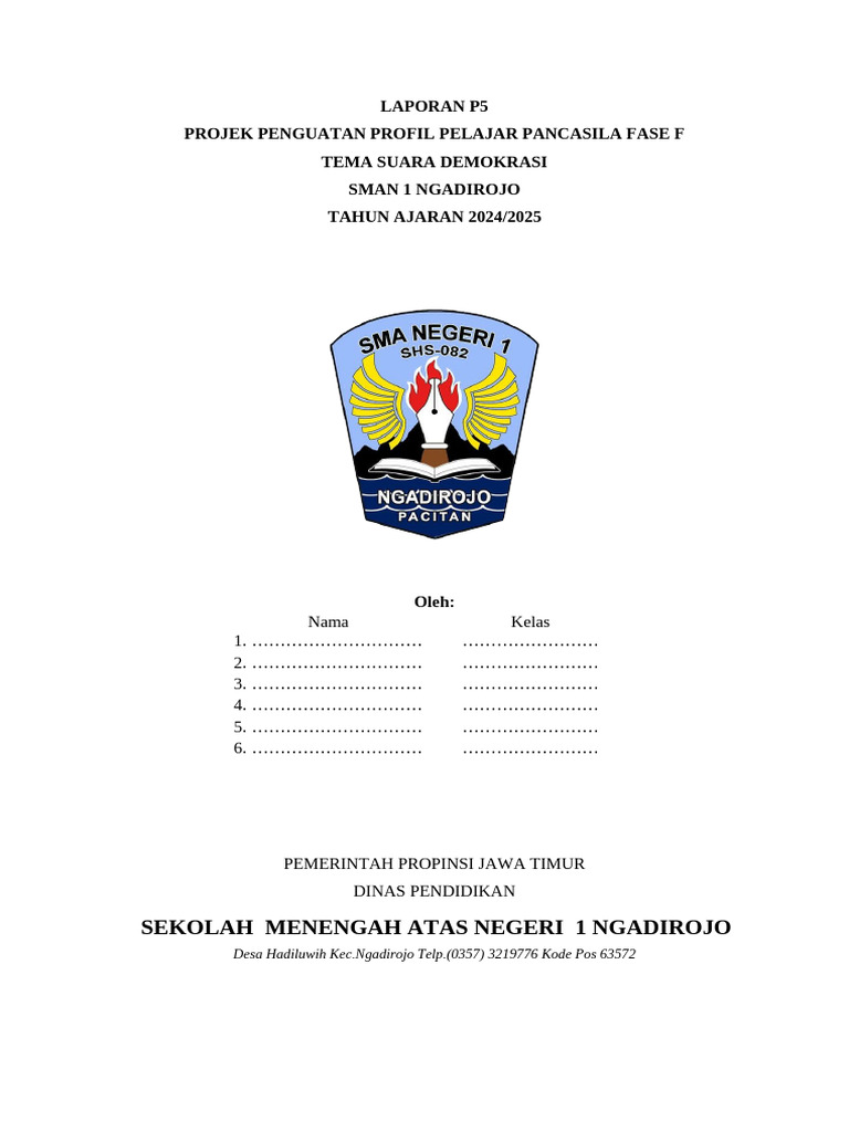 Contoh Format Cover Laporan P5 (A4) 2 | PDF