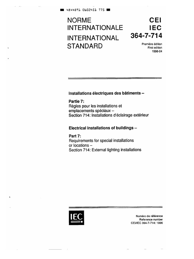 IEC 60364-7-714 Standards Overview | PDF | Science & Mathematics