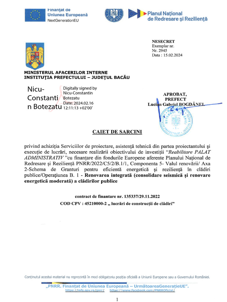 Caiet de Sarcini 15.02.2024 | PDF