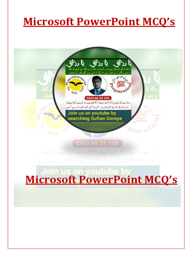 MS-PowerPoint MCQs | PDF | Microsoft Power Point | Page Layout MS-PowerPoint MCQs | PDF | Microsoft Power Point | Page Layout