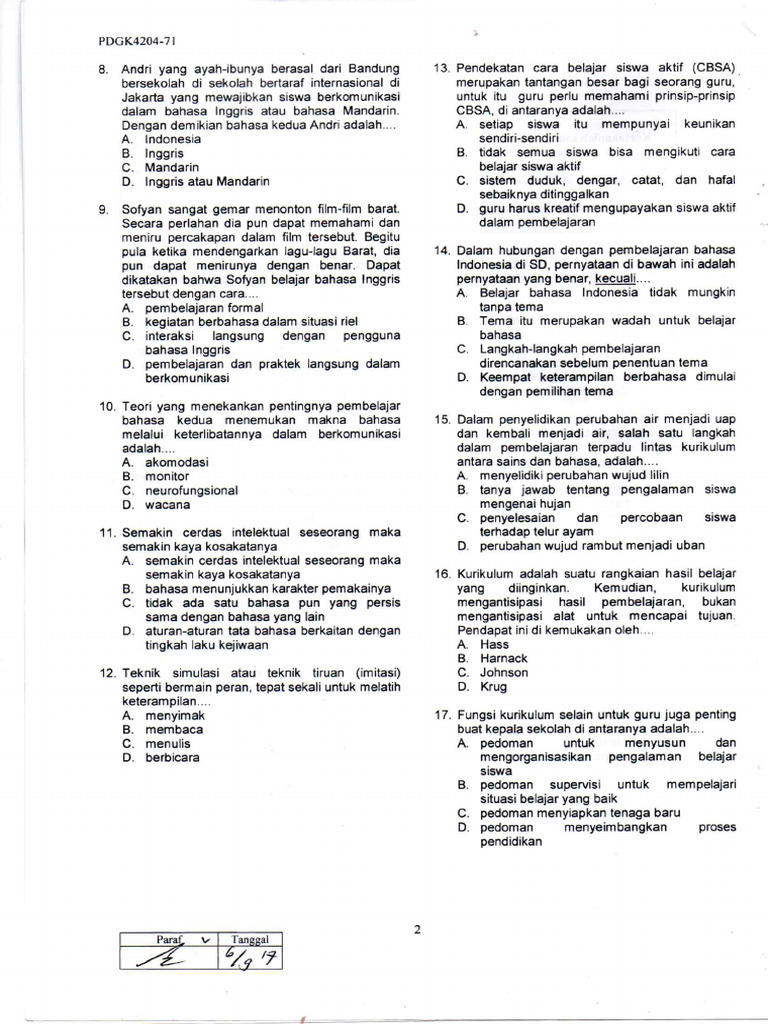 PDGK4204 Pend Bhs Indonesia Di SD | PDF