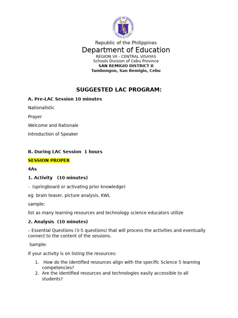 LAC-program-DO-35-2016 54321 | PDF | Learning | Educational Technology