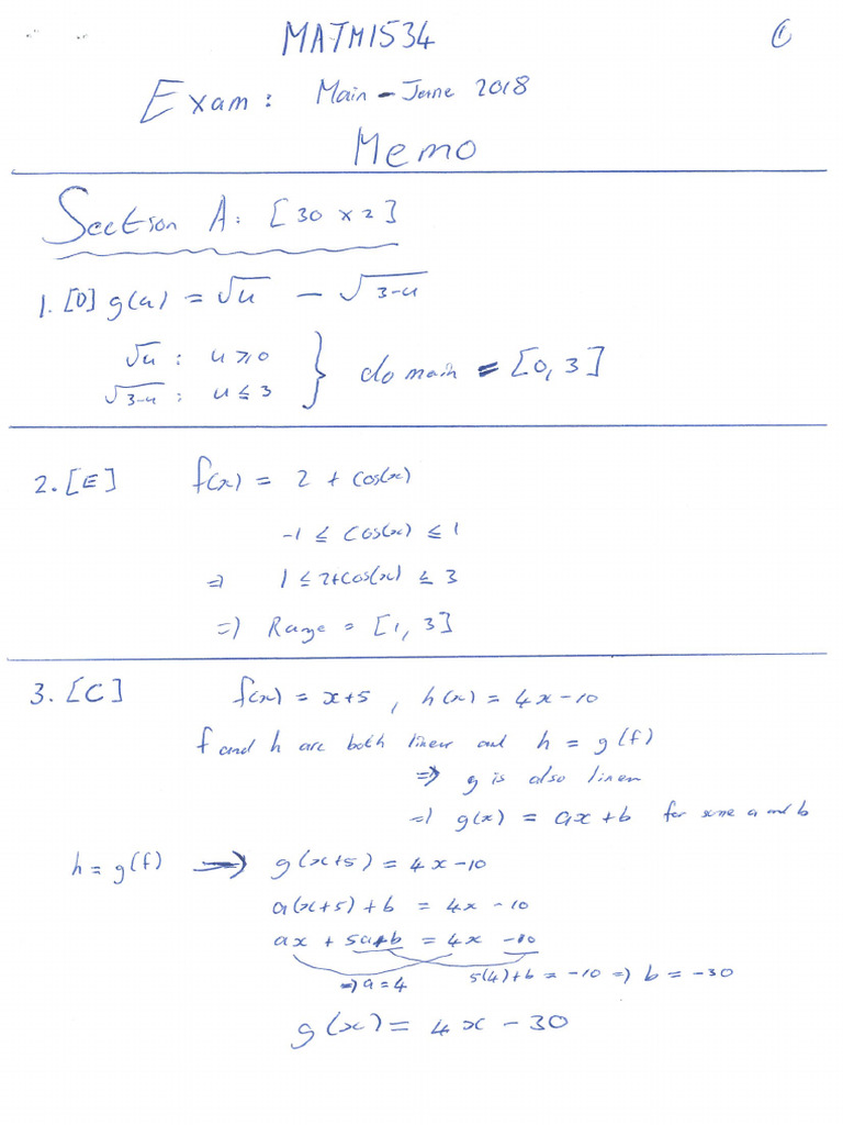 Matm1534 Ex1 2018 Memo | PDF