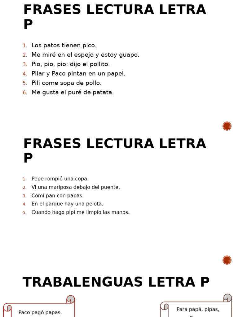 Frases Lectura LETRA P | PDF