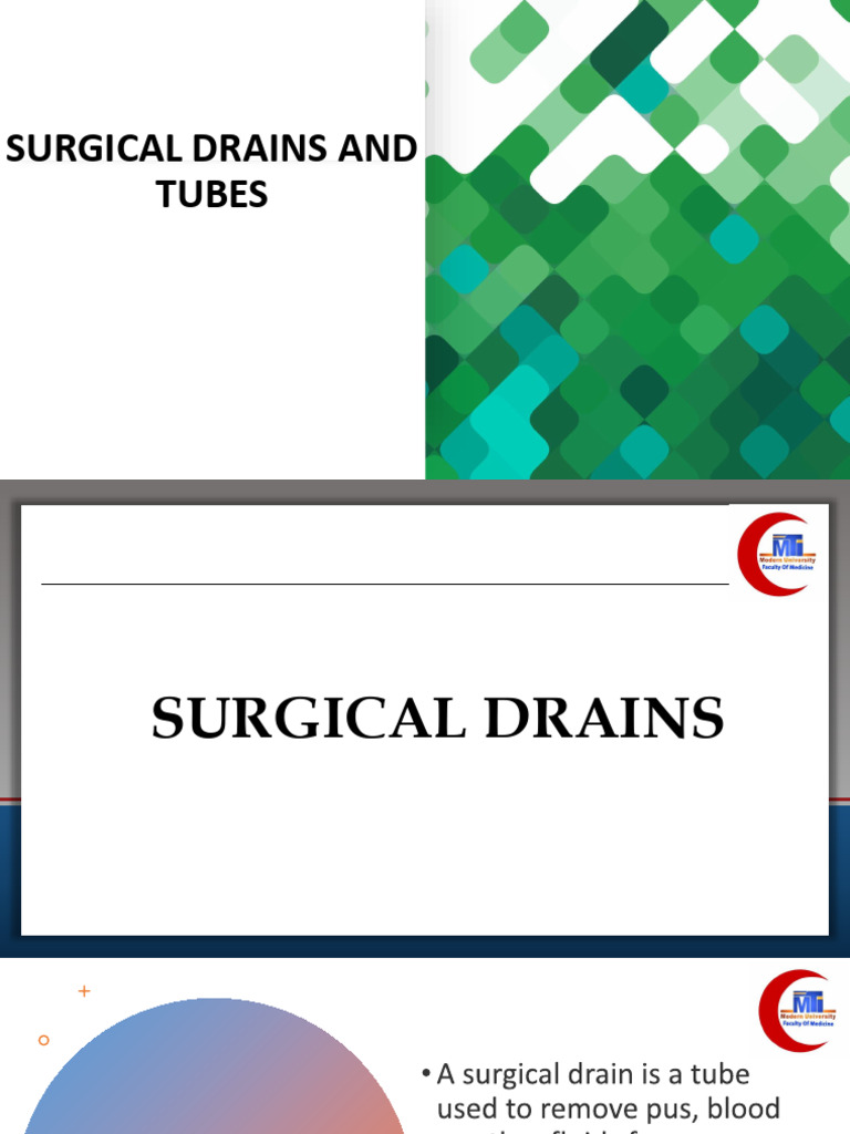 Surgical Drains and Tubes Overview | PDF | Surgical Suture ...