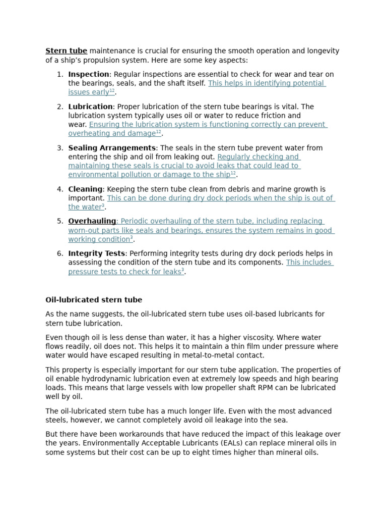 Stern Tube Lubrication and Maintenance Guide | PDF | Propeller ...