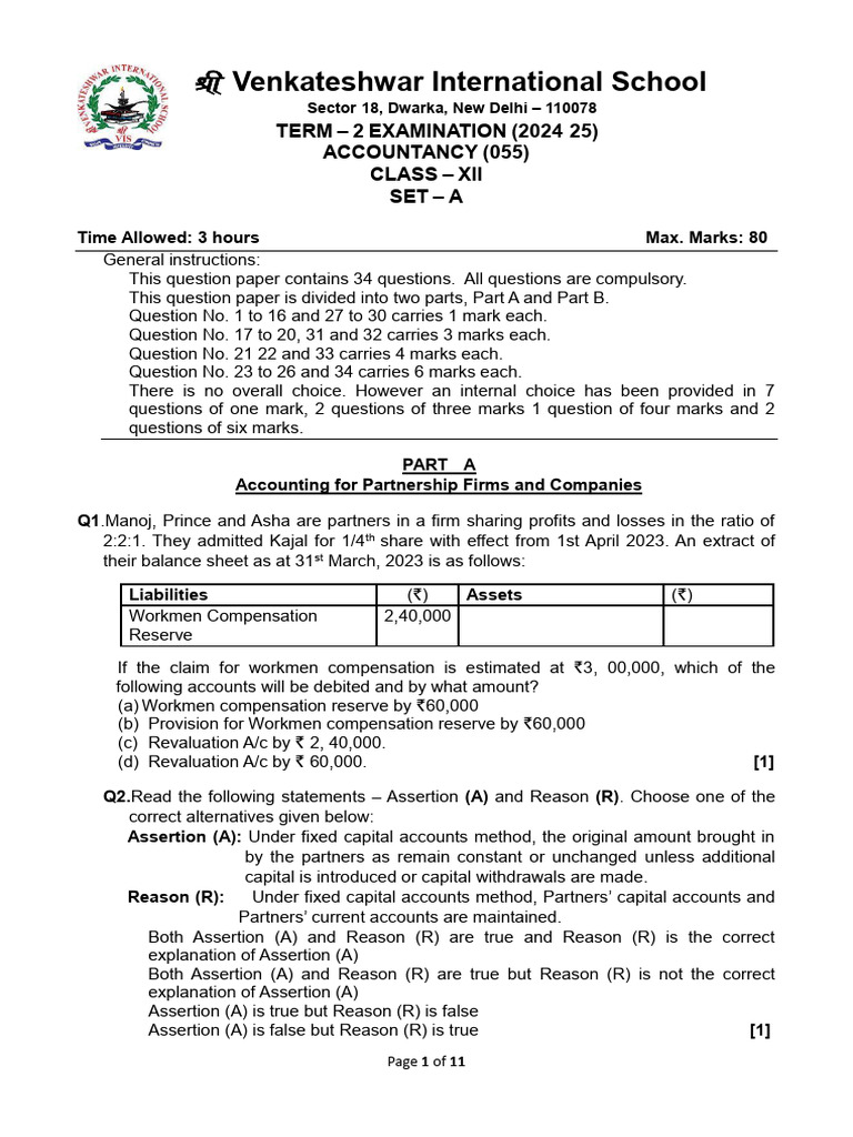 Accountancy Term 2 Class 12 | PDF | Revenue | Balance Sheet
