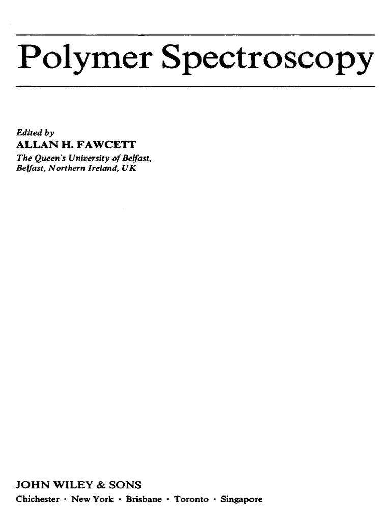Polymer Spectroscopy: Allan H. Fawcett | PDF