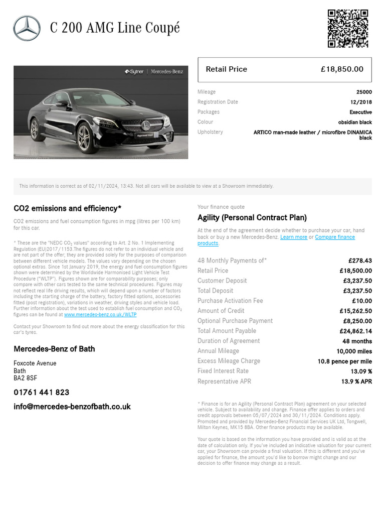 2018 Mercedes-Benz C 200 AMG Coupé | PDF | Fuel Economy In Automobiles ...