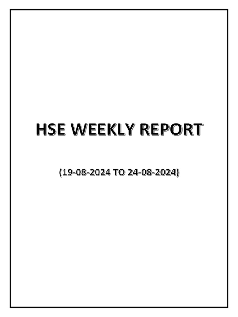 Hse Weekly Report - Villa 19-08-2024 To 24-08-2024 | PDF | Safety