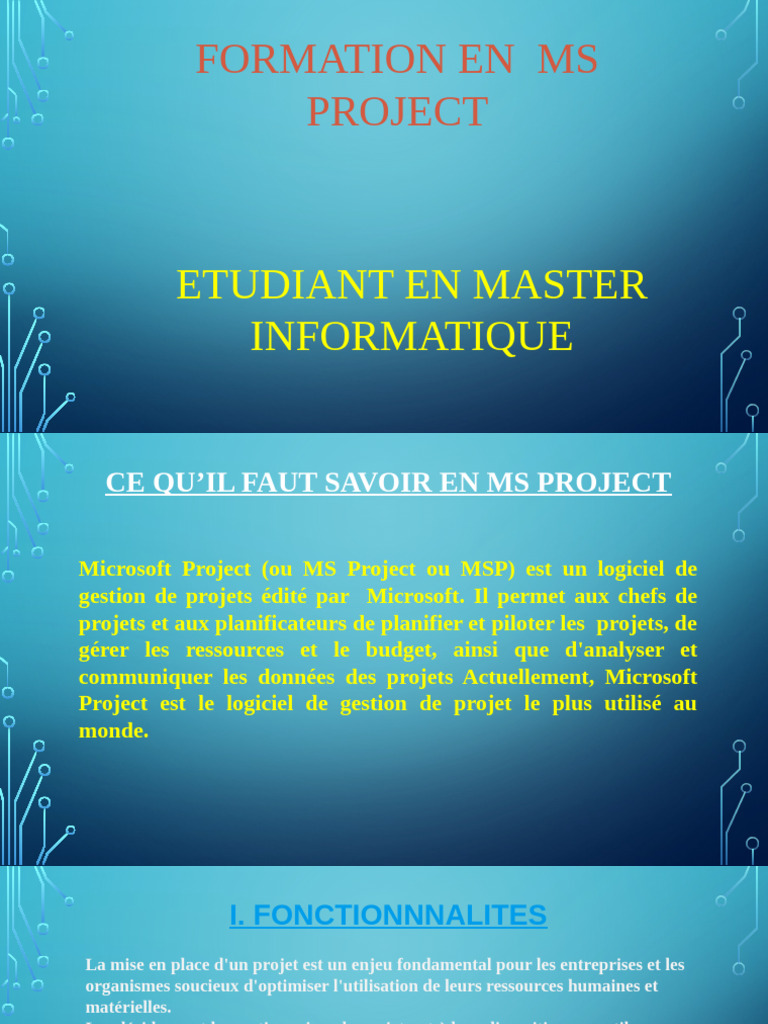 Formation MS Project : Guide Complet | PDF | Planification | Gestion de ...