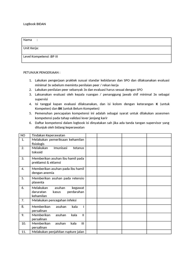 LogBook BIDAN BP III | PDF