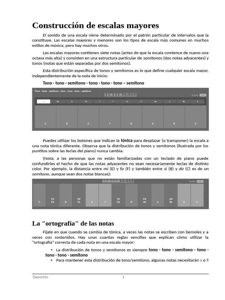 Construcción de Escalas Mayores | PDF | Escala (música) | Escalas musicales