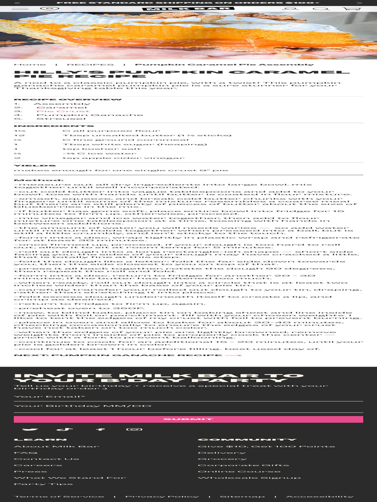 Hilly's Pumpkin Caramel Pie Recipe Milk Bar | PDF | Tablespoon | Butter