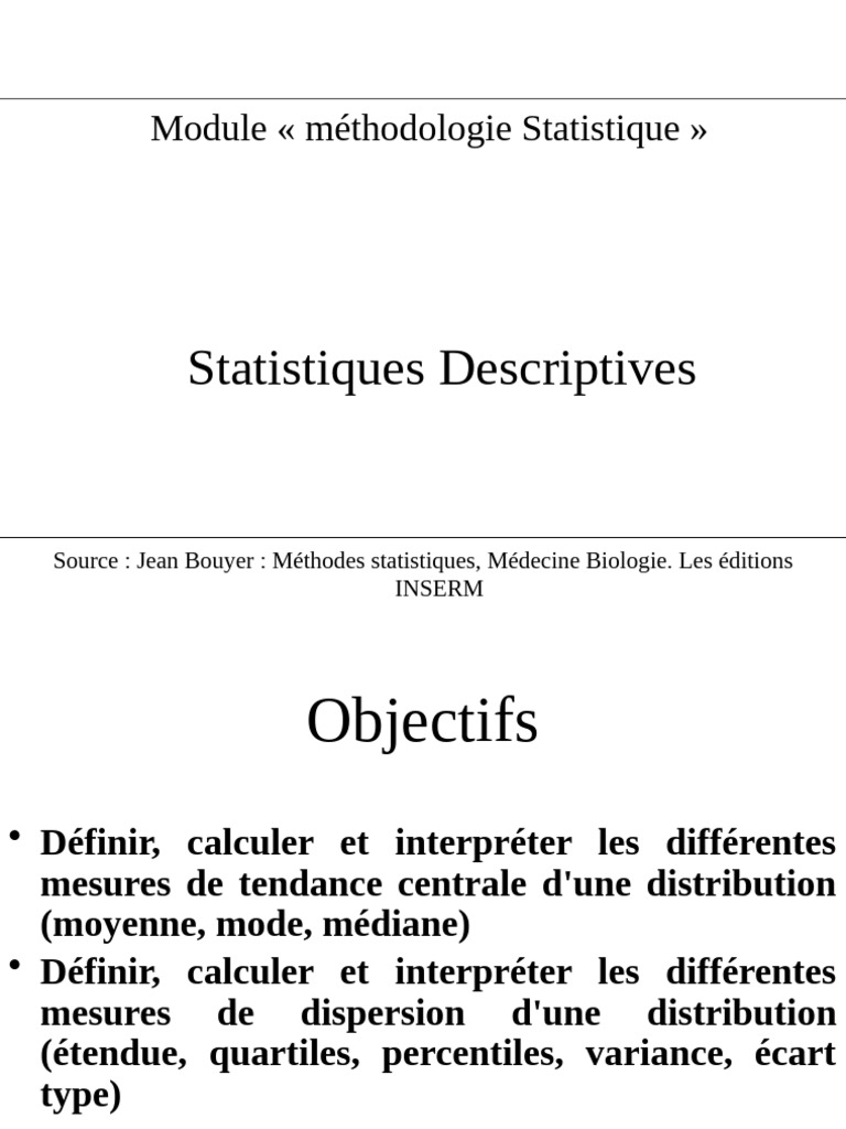 Introduction à la Statistique Descriptive | PDF | Statistiques | Moyenne