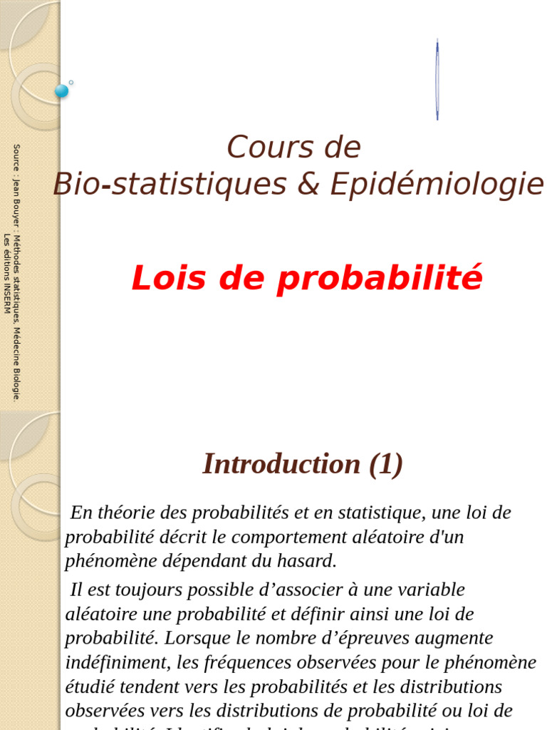 Lois de probabilité en bio-statistiques | PDF | Loi de probabilité ...