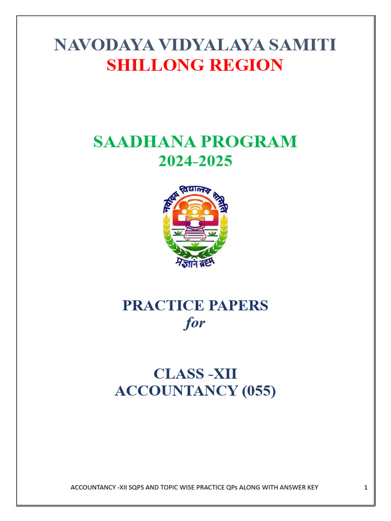 Accountancy Xii Sqps and Practice Qps 2024 25 Sadhna Programme | PDF ...
