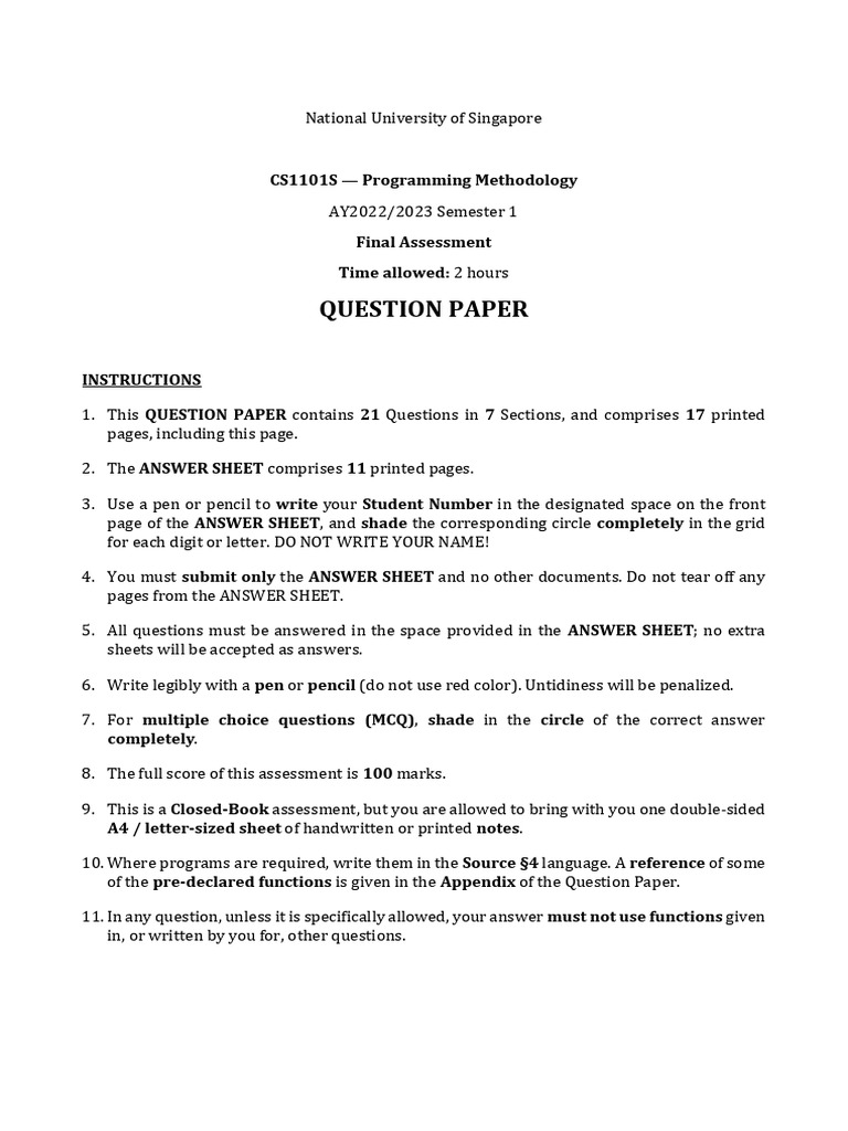 CS1101S Final Exam Guide | PDF | Computer Programming