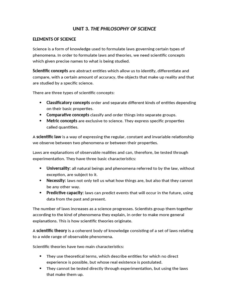 Unit 3. The Philosophy of Science | PDF | Scientific Method | Hypothesis