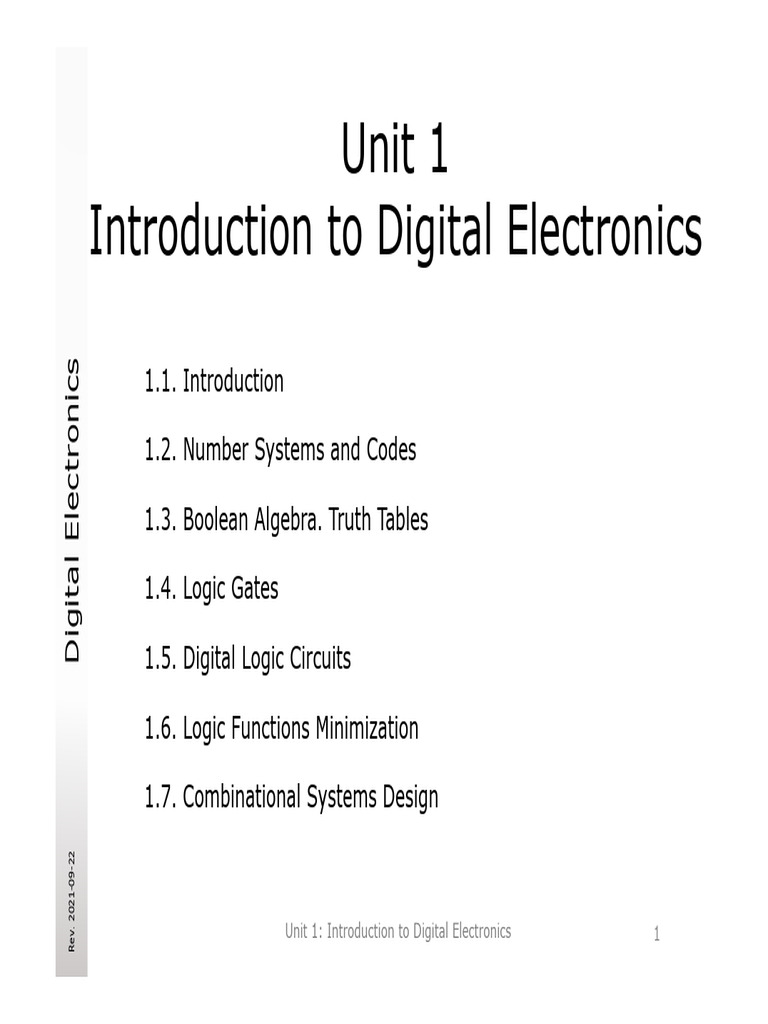 Unit 01 - Introduction | PDF | Digital Electronics | Logic Gate