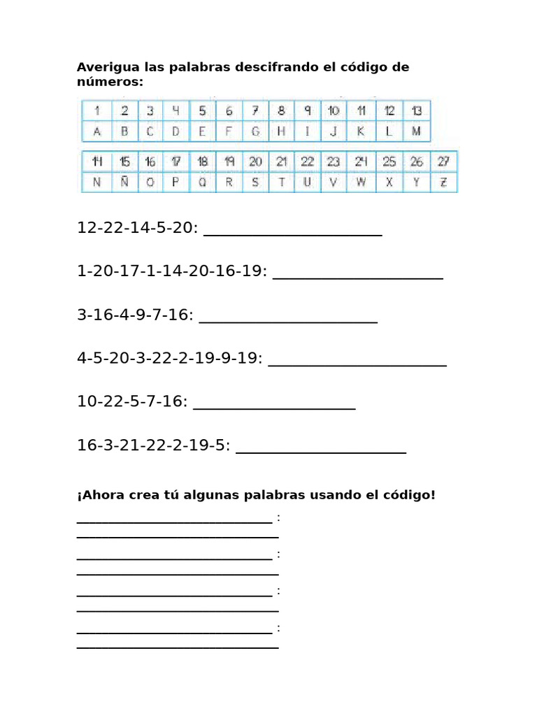 Juego de Encontrar La Palabra Con El Codigo Secreto | PDF