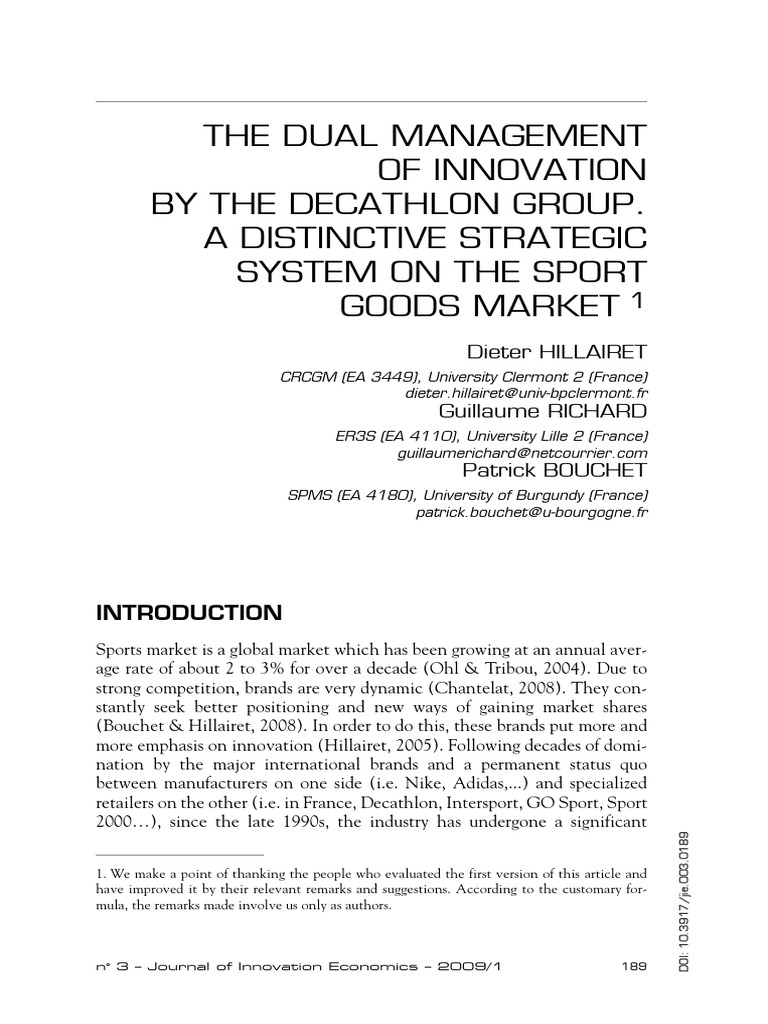 The Dual Management of Innovation by The Decathlon Group | PDF ...