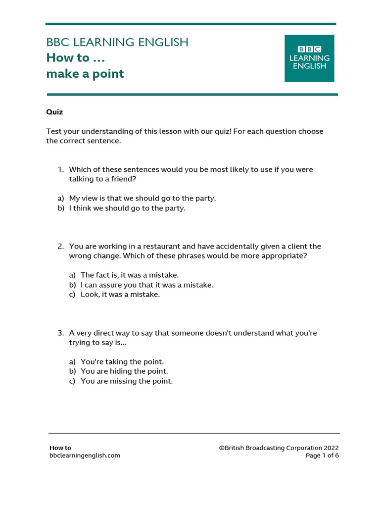 How To Make A Point Worksheet | PDF | Tony Blair