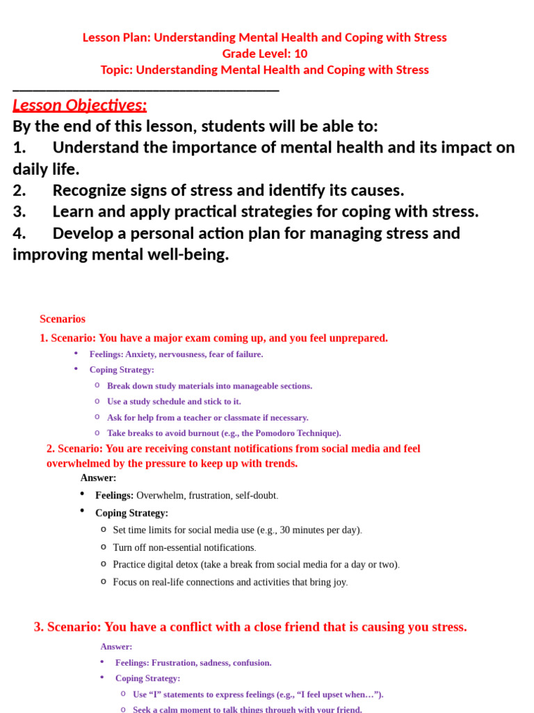 Mental Health & Stress Coping Strategies | PDF | Feeling | Anxiety