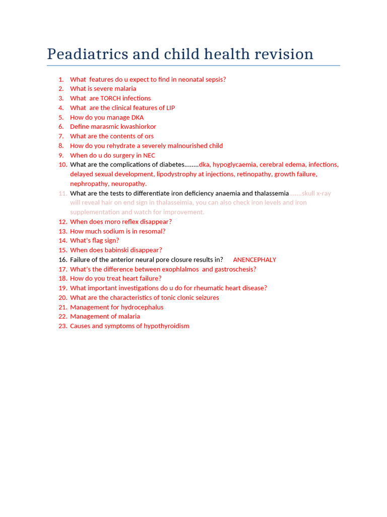 Peads Questions | PDF