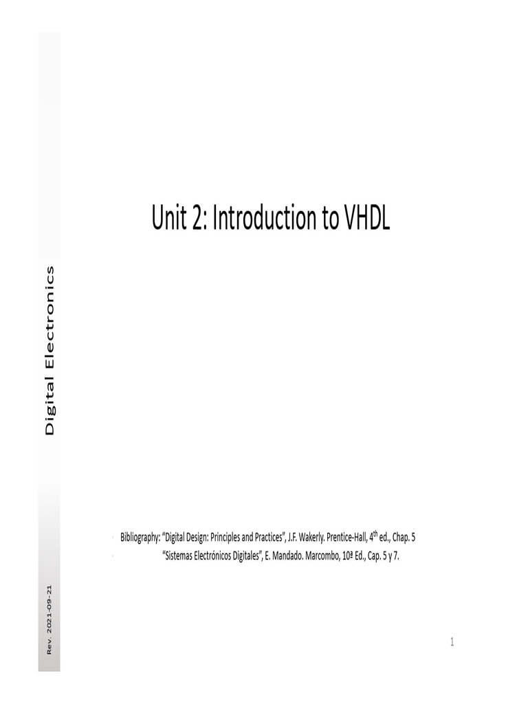 Unit 2 Introduction To Vhdl Pdf Hardware Description Language Vhdl