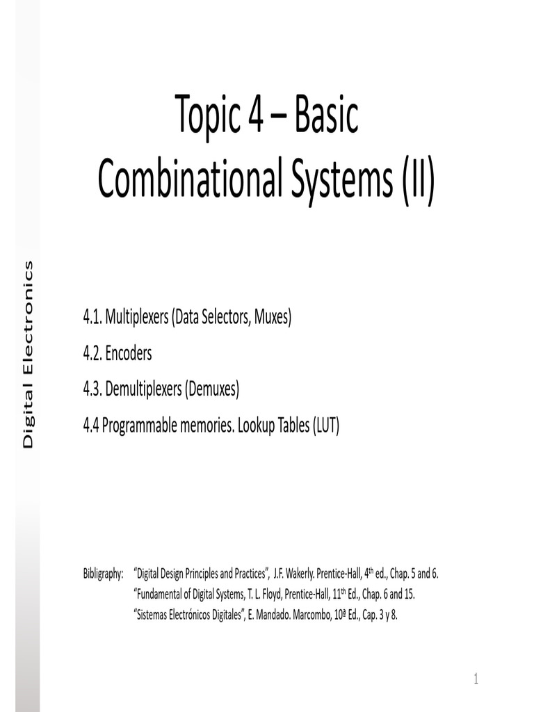 Unit 4 - Basic Combinational Systems (II) | PDF | Multiplexing ...