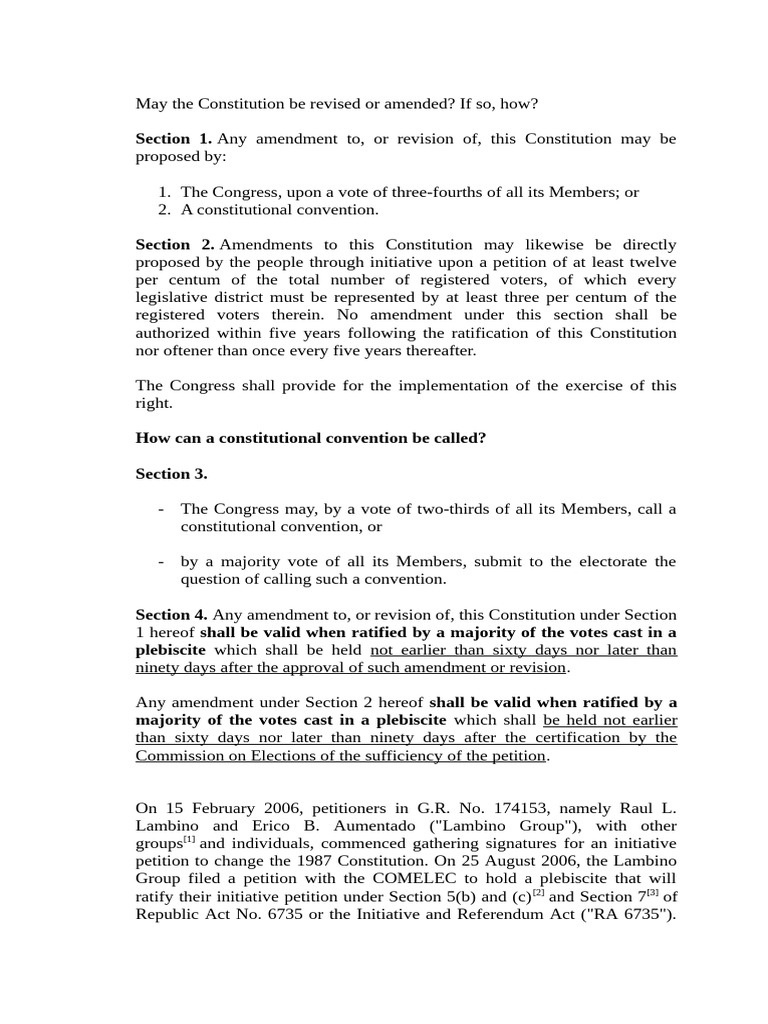 Consti 1 Amendment and Revision Judicial Review | PDF | Standing (Law) | Ratification