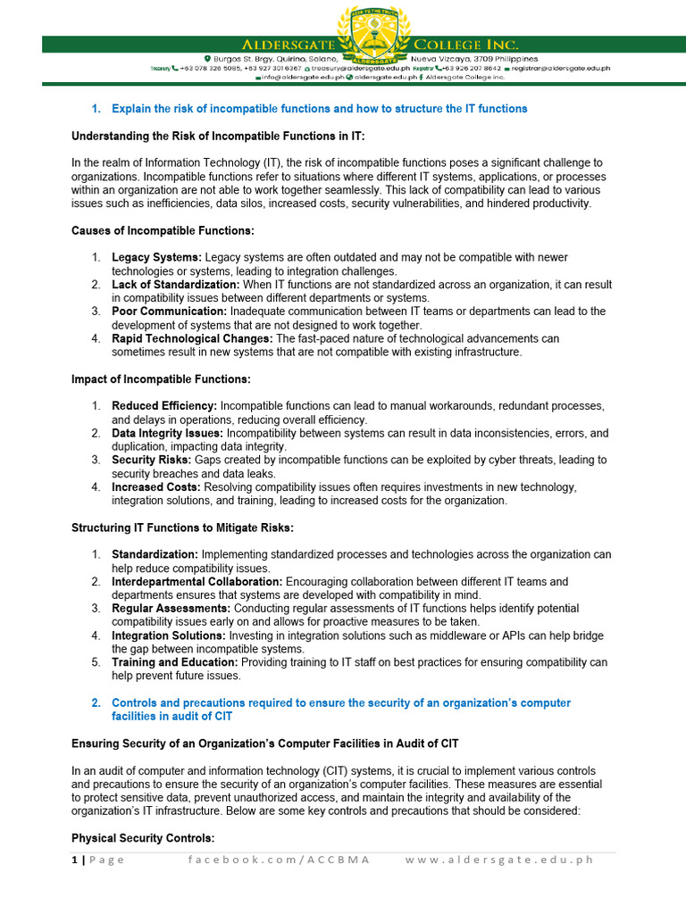 Summary AUDITING IT GOVERNANCE CONTROLS | PDF | Computer Security | Security