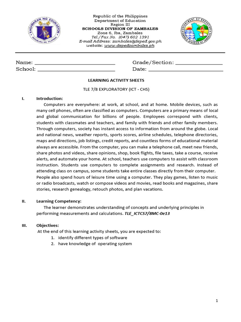 Q3W6_LEARNING ACTIVITY SHEETS_ICT_software | PDF | Software | Input/Output