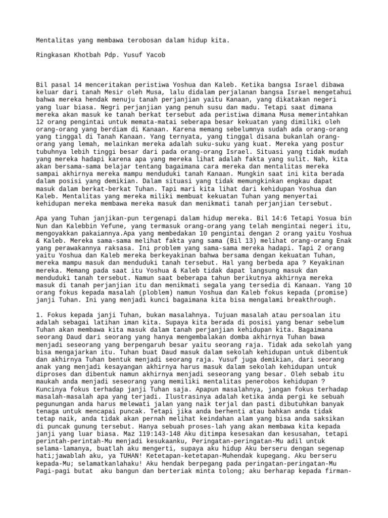 Mentalitas Penerobos Janji Tuhan | PDF