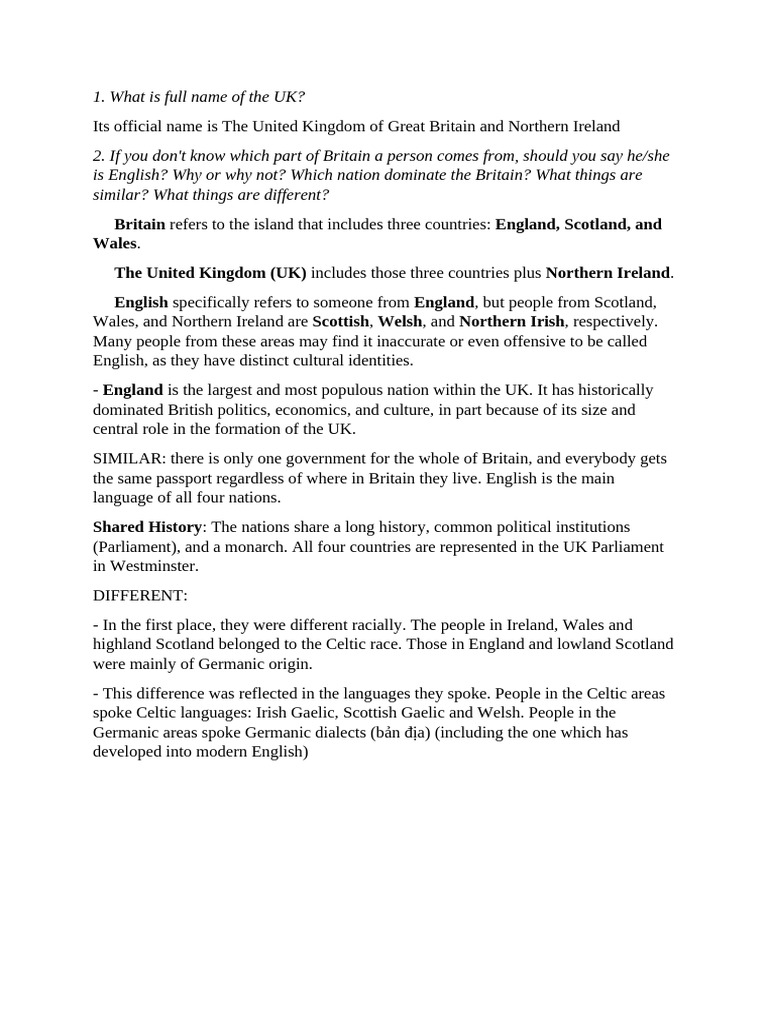 What Is Full Name of The UK? | PDF