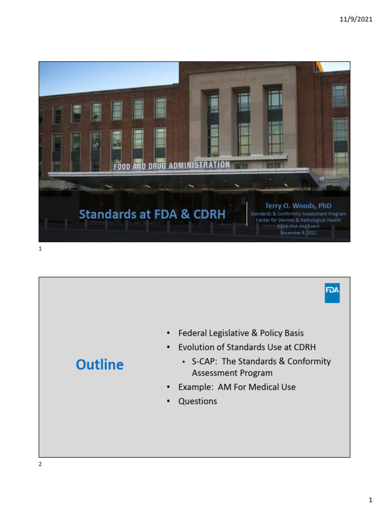 FDA Standards T. Woods (FDA) | PDF | Medical Device | Food And Drug ...