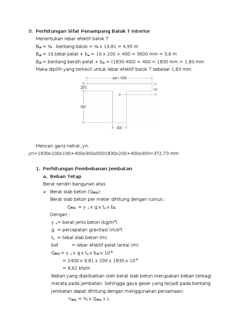 Perancangan Jembatan Beton Bertulang Balok T Eksteriornoy | PDF