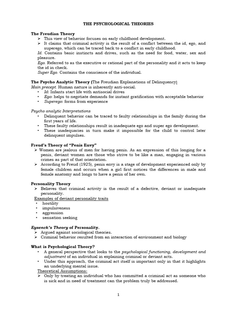 Psychological Theories of Criminal Behavior | PDF | Id | Crimes