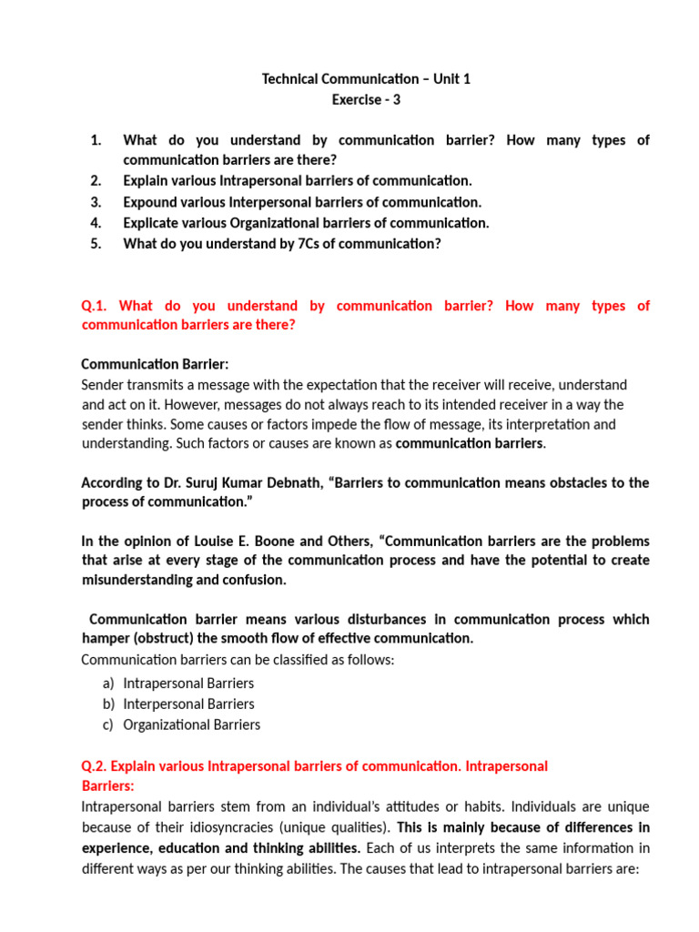 TC Unit 1 Ex3 | PDF | Communication | Nonverbal Communication