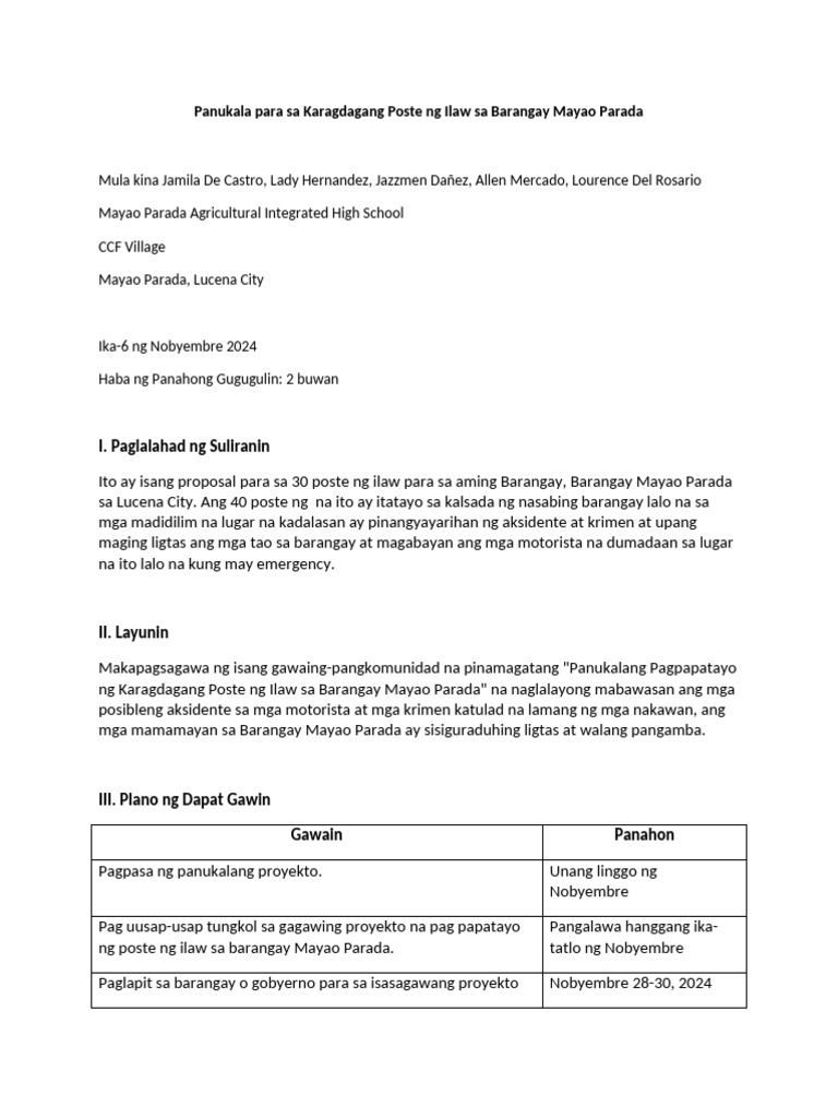 Panukalang Proyekto | PDF