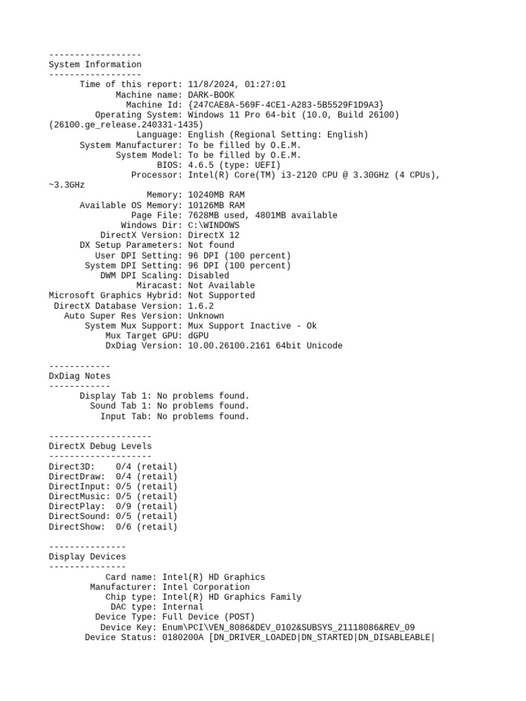 DX Diag | PDF | Device Driver | Codec