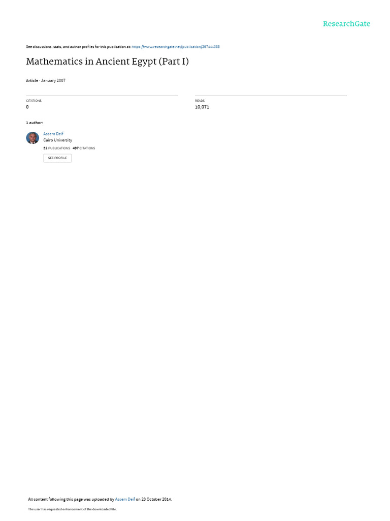 Ancient Egyptian Mathematics Insights | PDF | Ancient Egypt | Egyptian ...