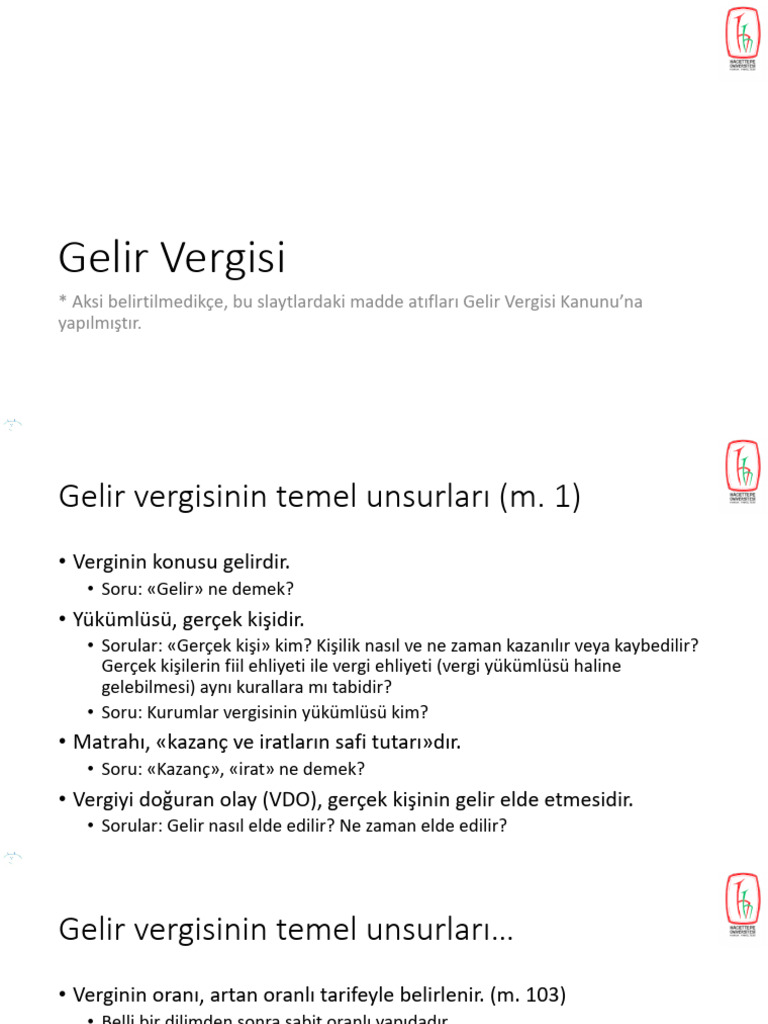 Vergi Hukuku II - 003 Gelir Vergisi 1 - Gelir Kavrami | PDF